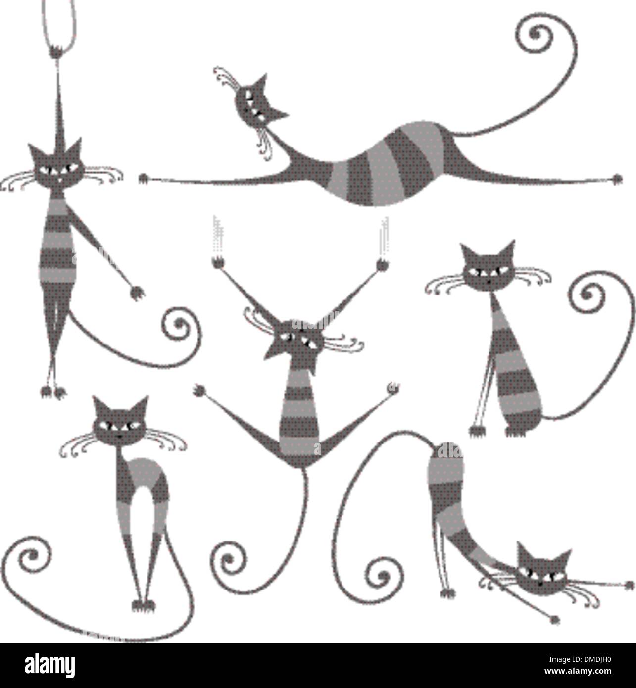 Graceful grey striped cats for your design Stock Vector Image & Art - Alamy