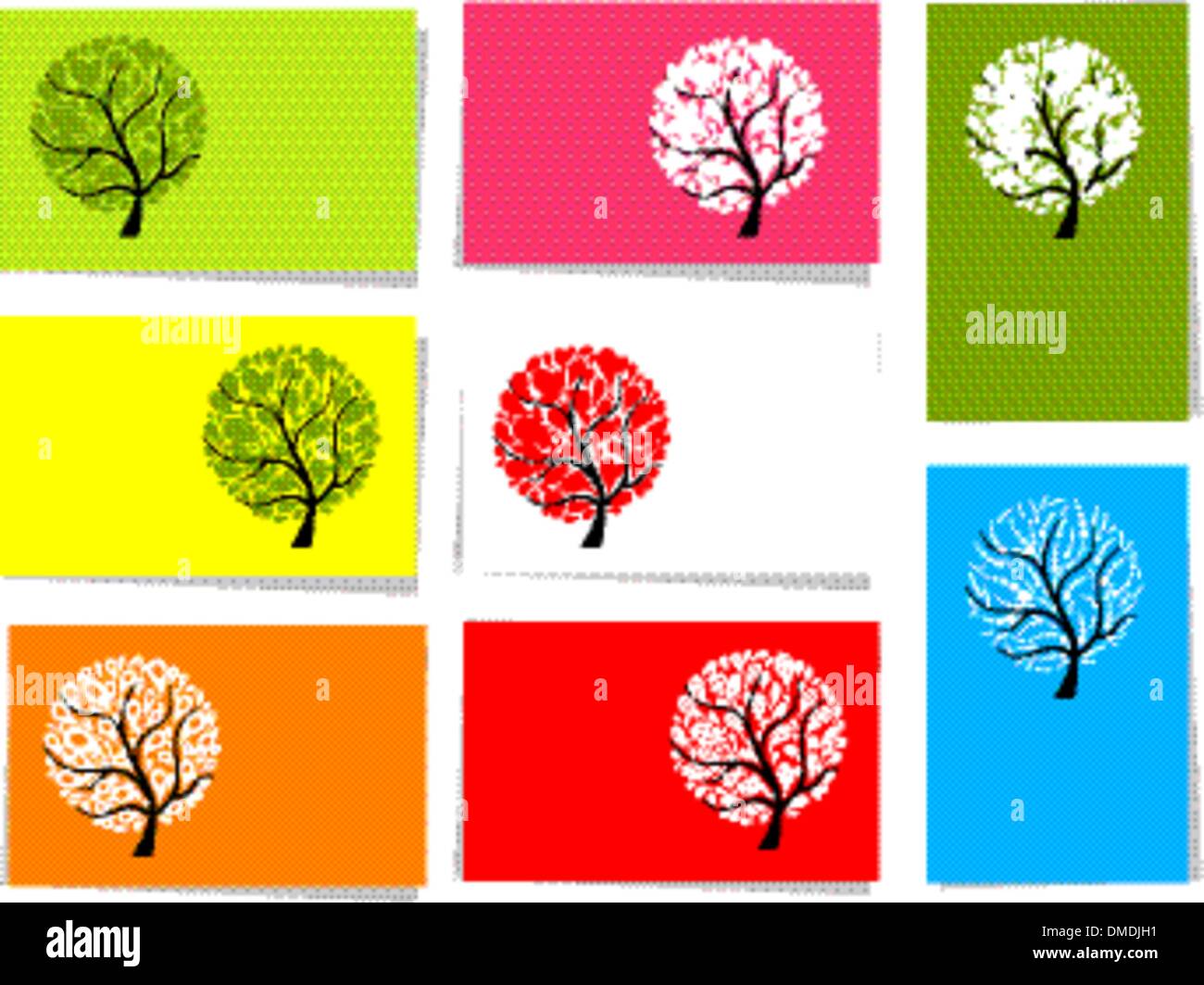 Set of trees, 10 cards for your design with place for your text Stock ...