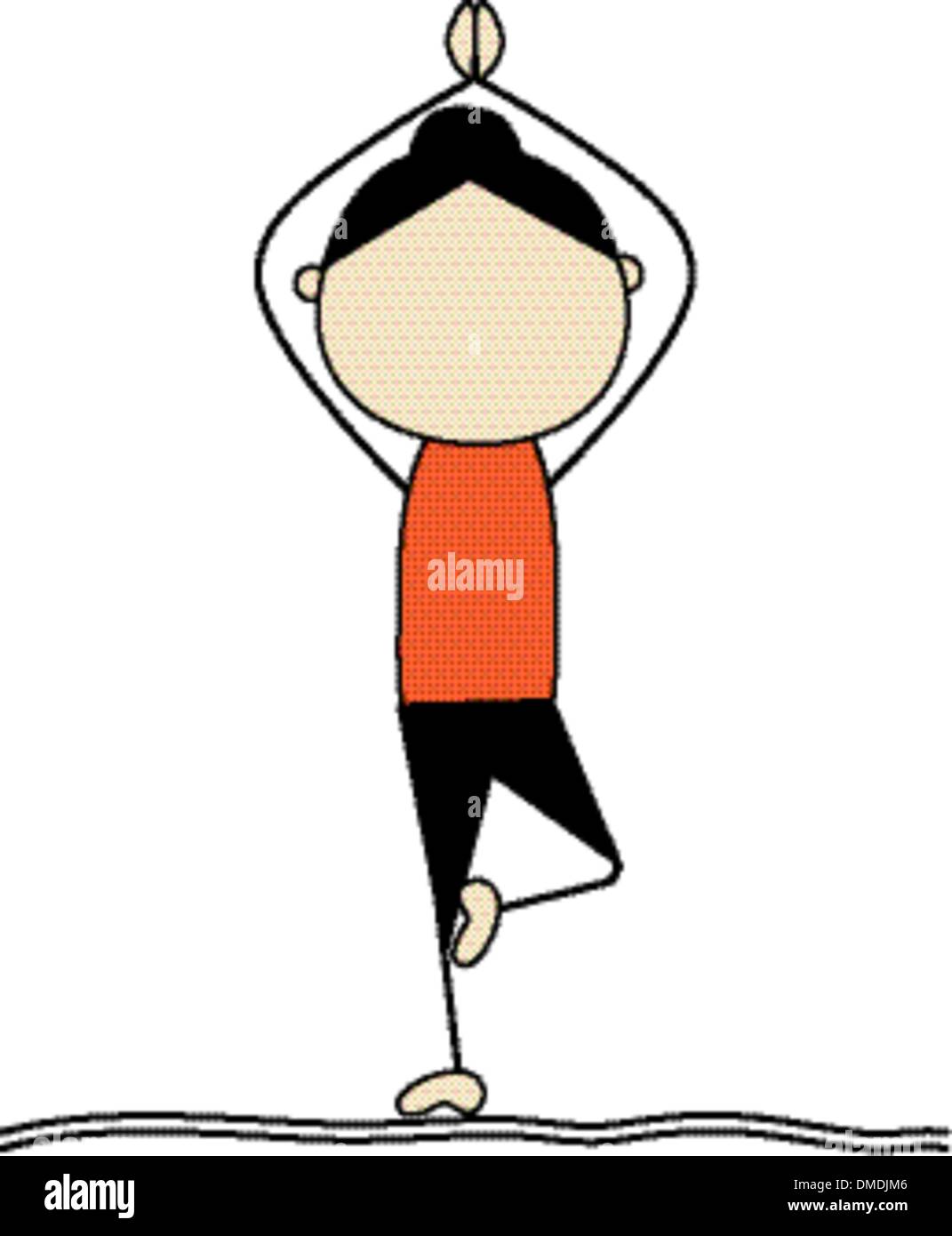 Yoga tree pose cartoon Stock Vector Images - Alamy