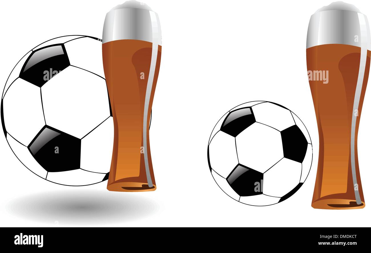 the vector glass of beer with soccer ball Stock Vector Image & Art - Alamy
