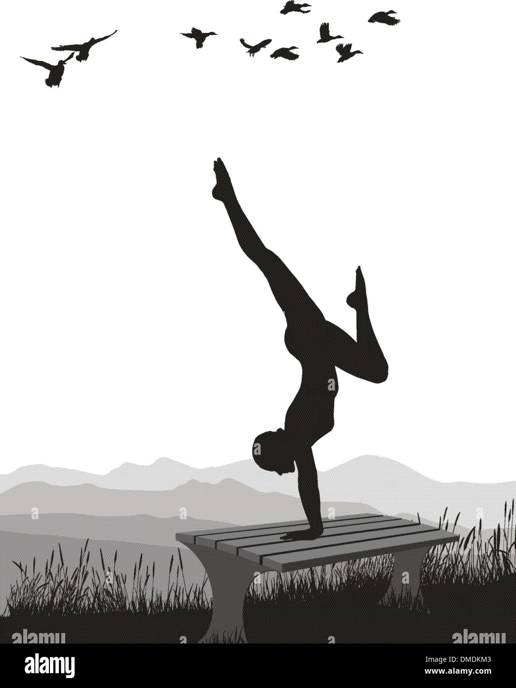 Bench in landscape Stock Vector Images - Alamy