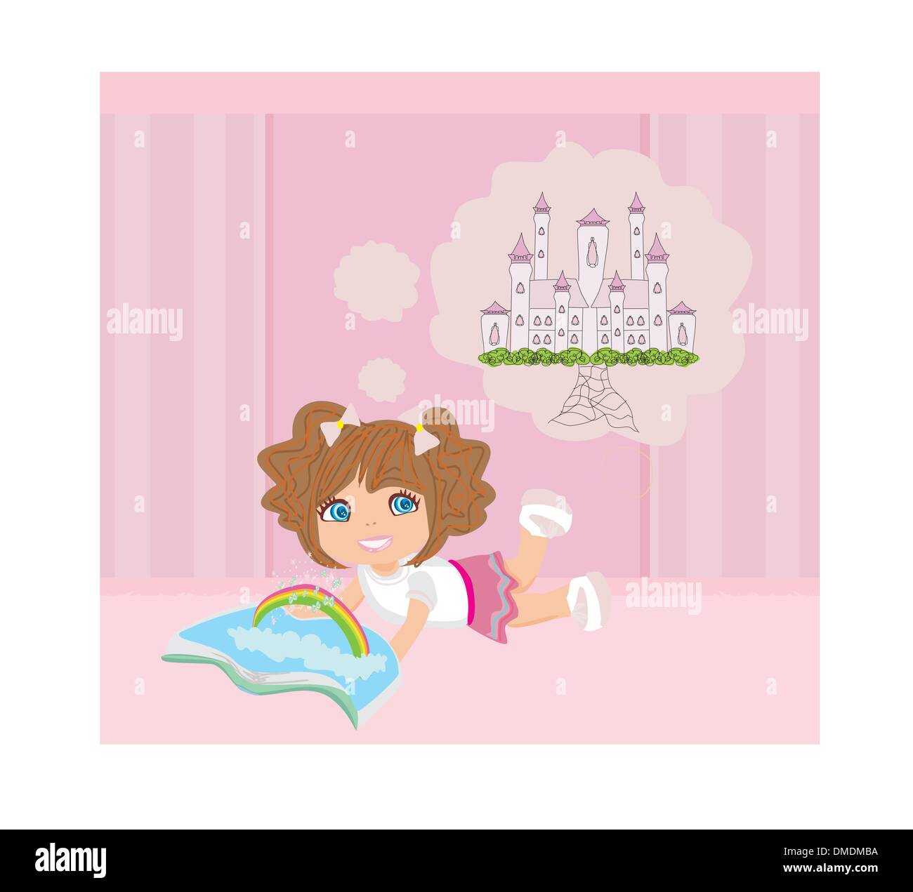 little girl reading fairy tales Stock Vector Image & Art - Alamy