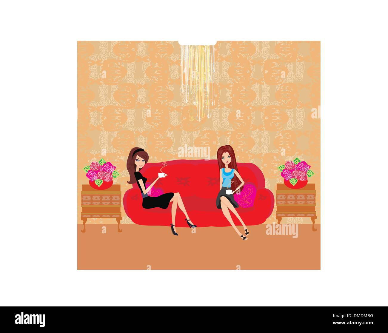 cute pretty girls in coffee break Stock Vector Image & Art - Alamy