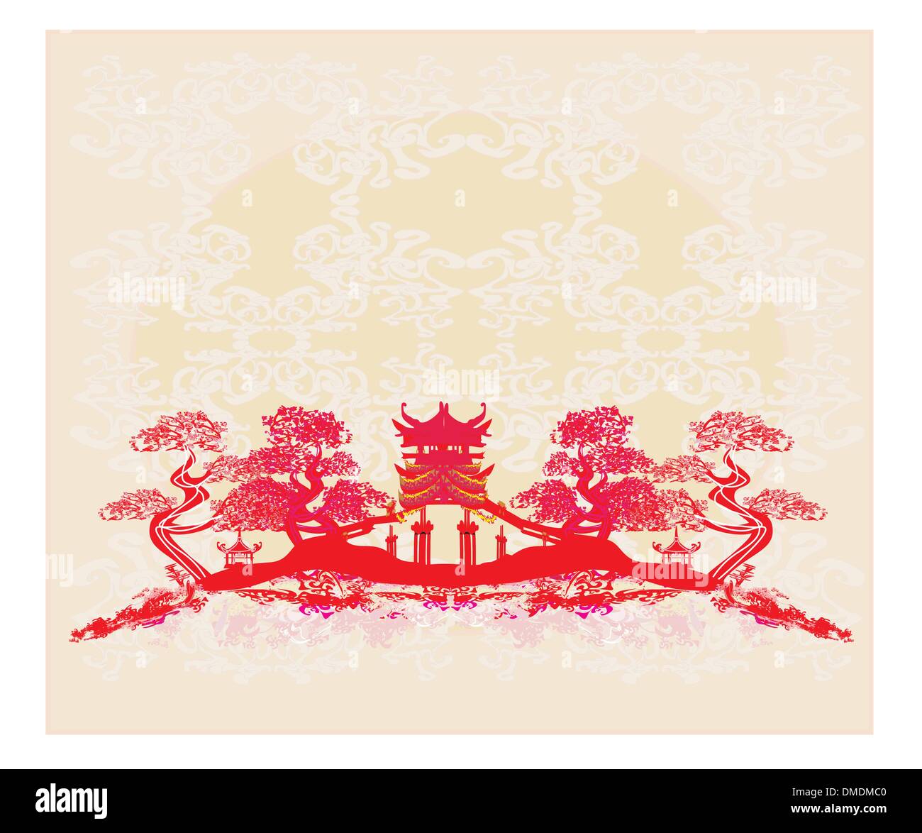 Chinese landscape - abstract ancient buildings Stock Vector Image & Art ...