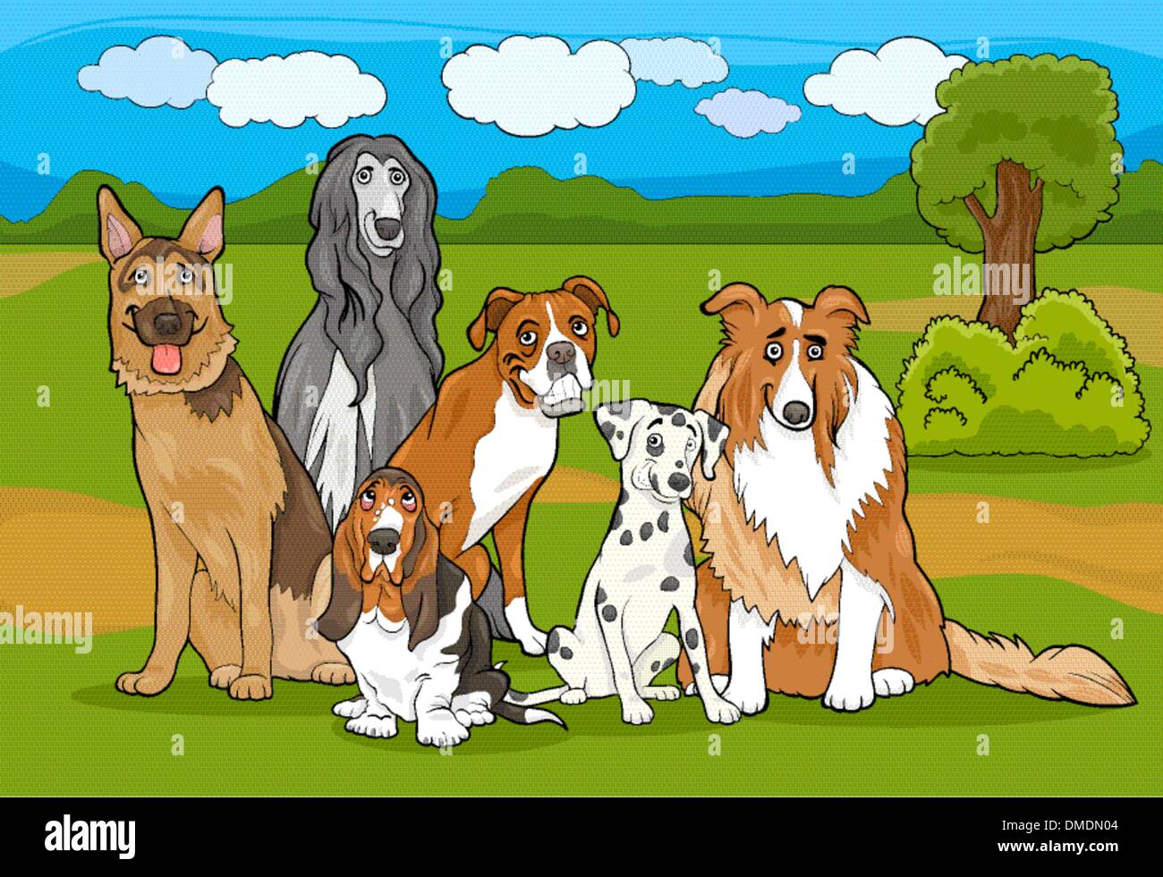 cute purebred dogs group cartoon illustration Stock Vector Image & Art ...