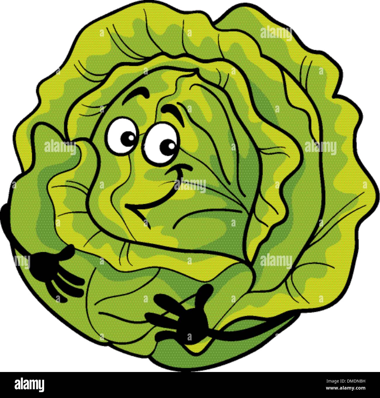 cute cabbage vegetable cartoon illustration Stock Vector Image & Art ...