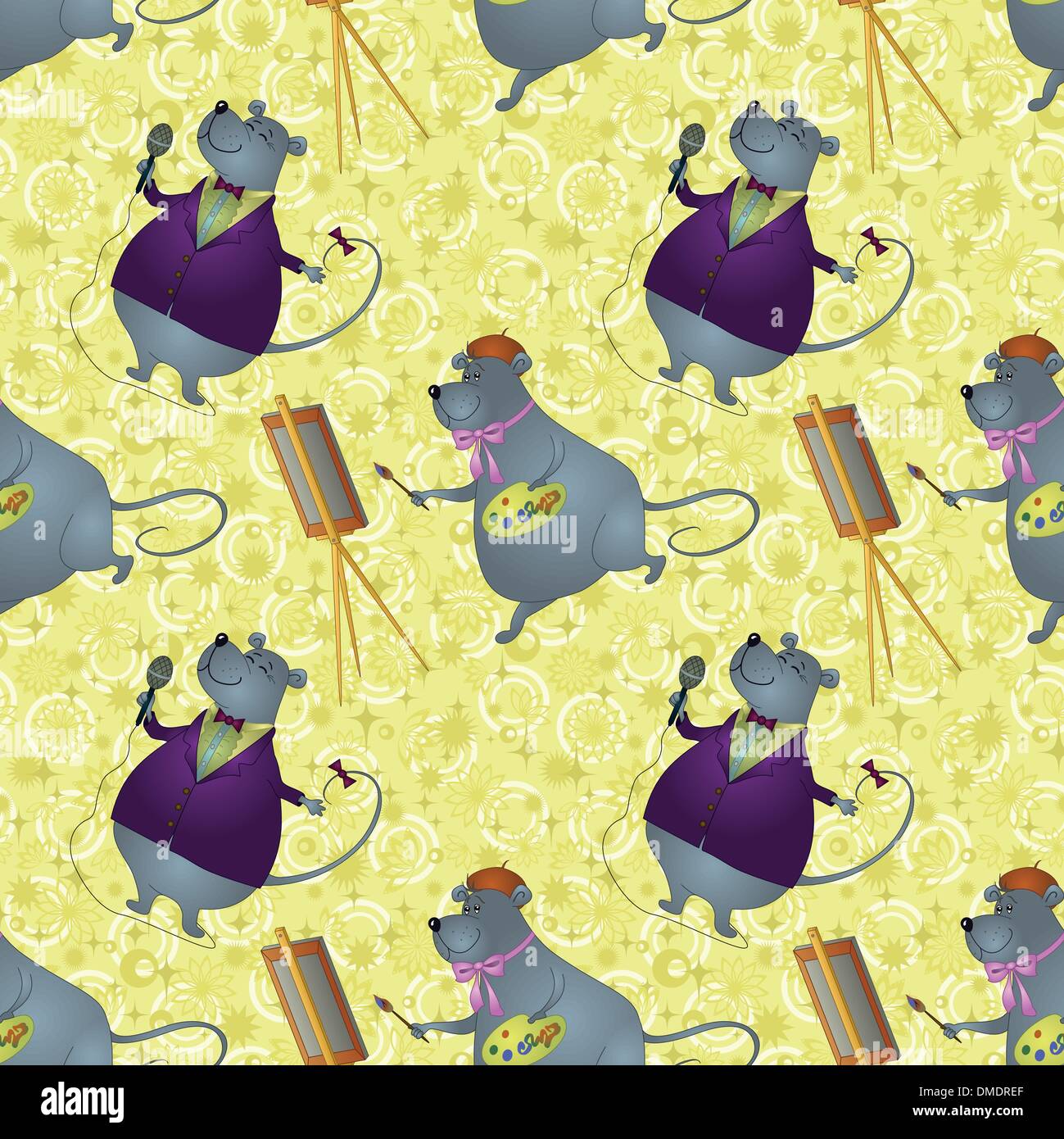 Seamless background, rats artist and singer Stock Vector Image & Art ...