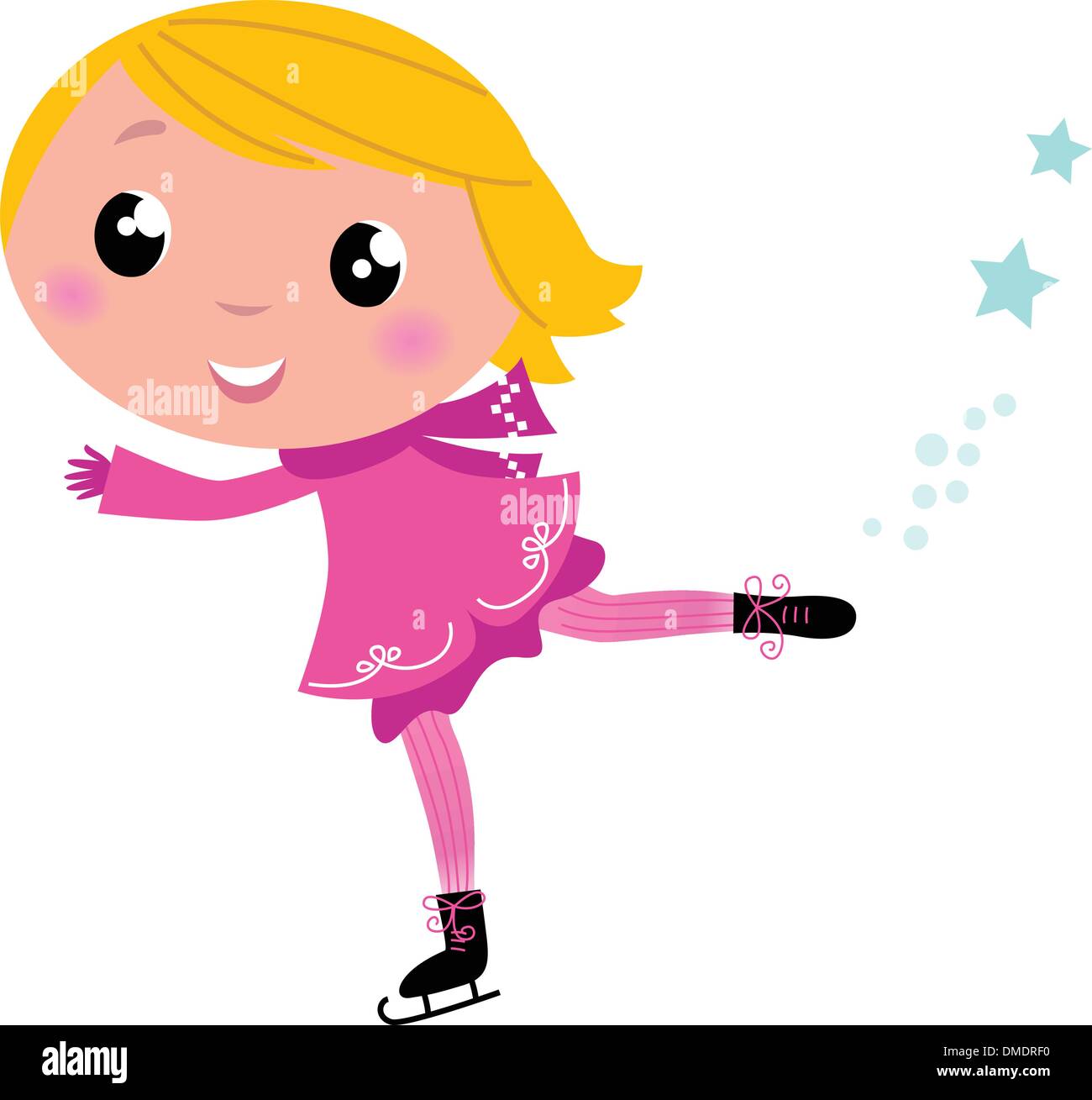 Cute winter ice skating Girl isolated on white Stock Vector Image & Art ...