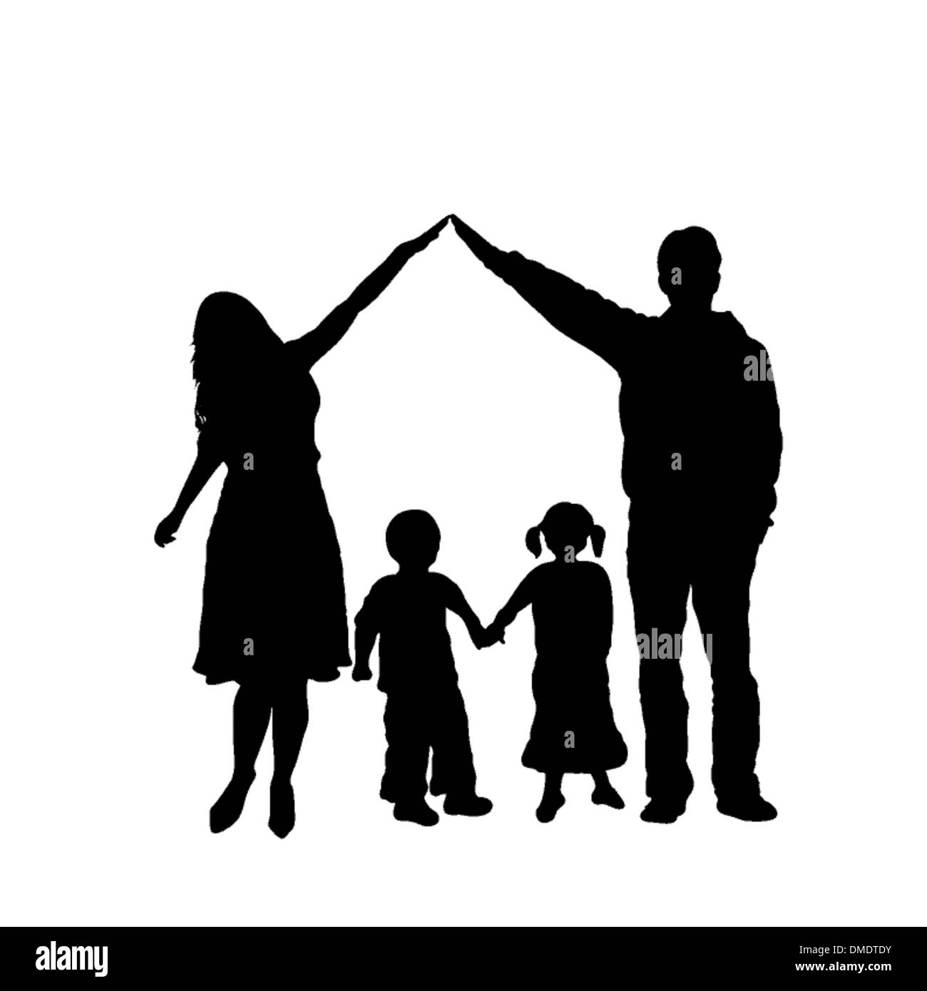 Silhouette family of four Stock Vector Images - Alamy