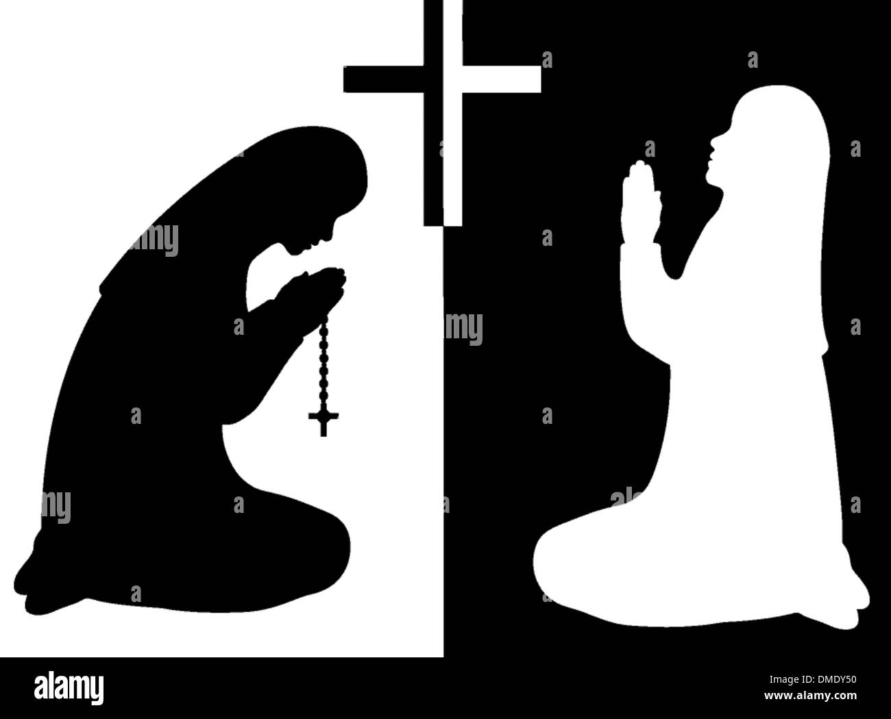 Praying nuns Stock Vector Images - Alamy