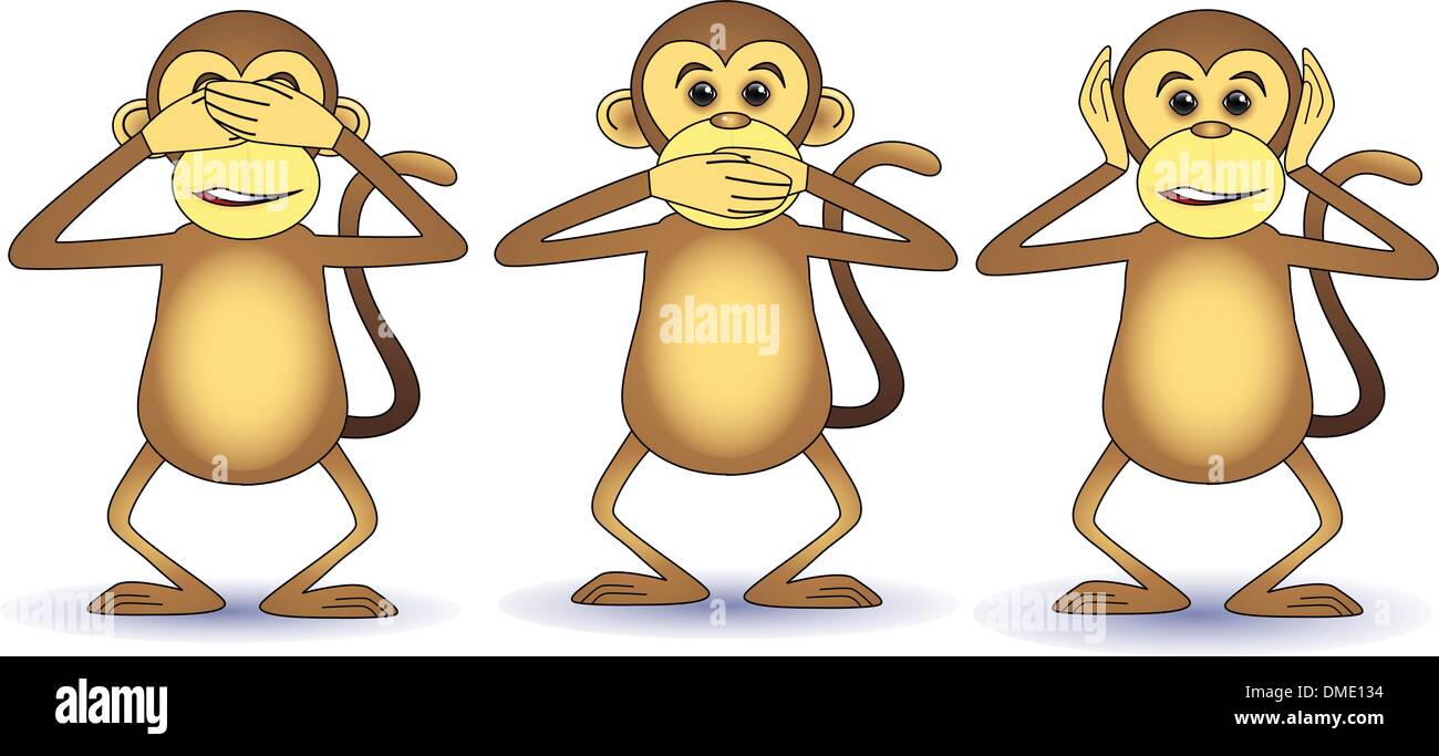 Three monkey illustration Stock Vector Images - Alamy