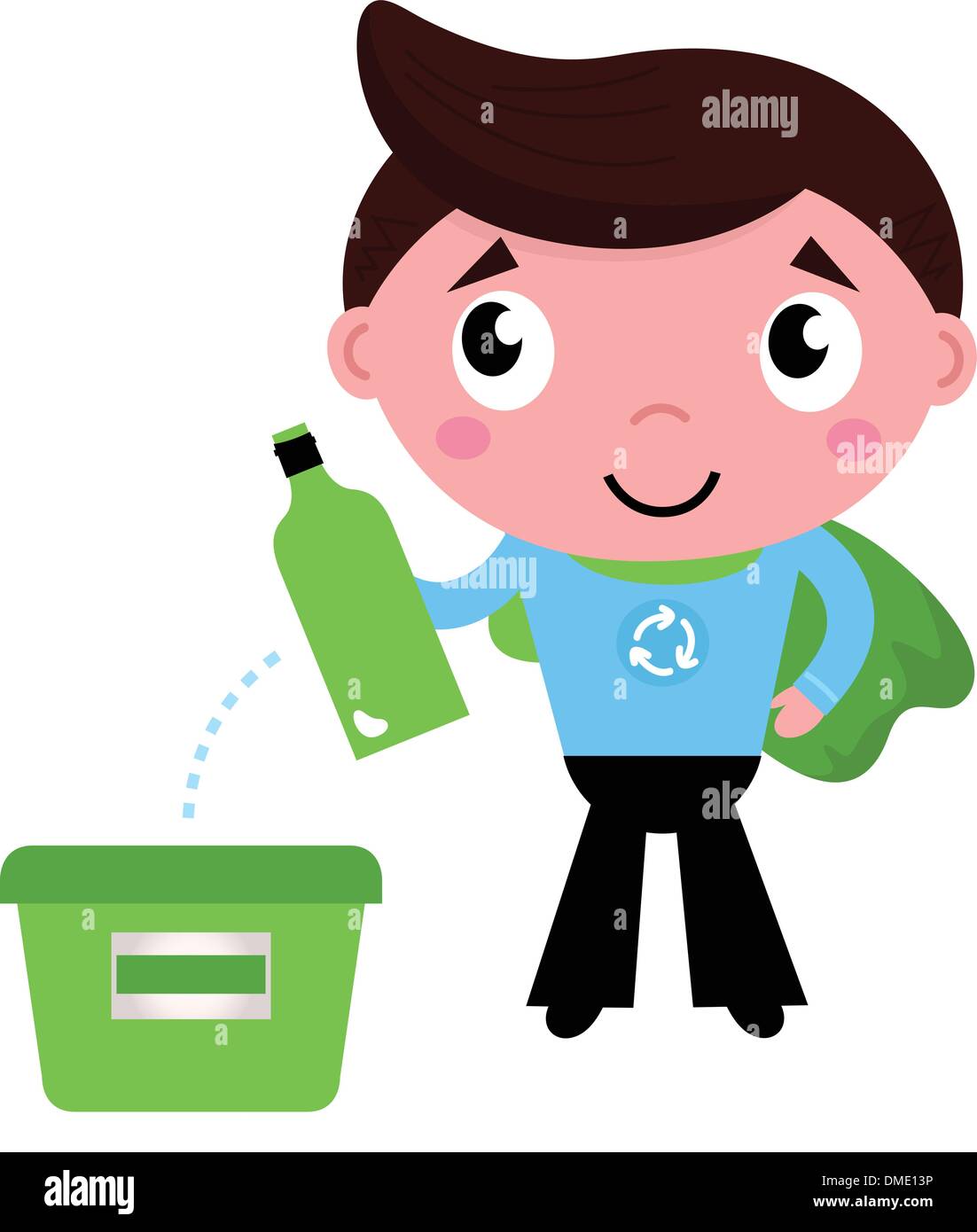 Little recycle super hero recycling garbage isolated on white Stock ...