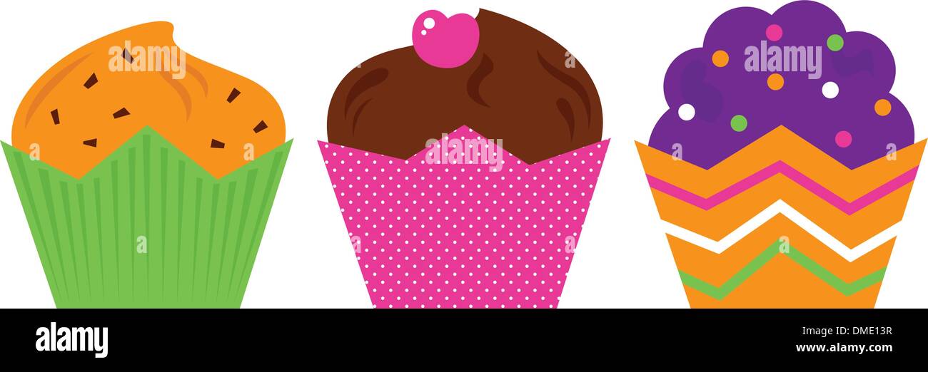 Birthday Muffin set isolated on white Stock Vector Image & Art - Alamy