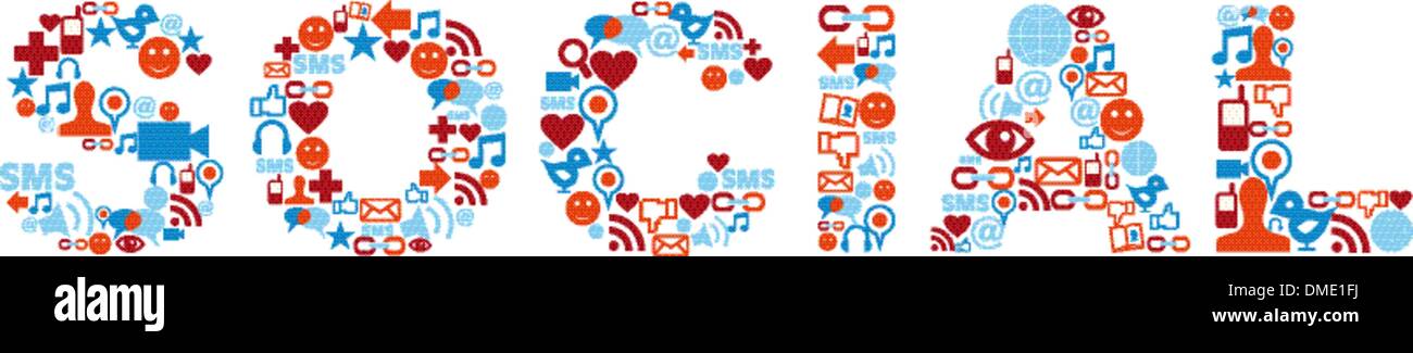 Social and media and word Stock Vector Images - Alamy
