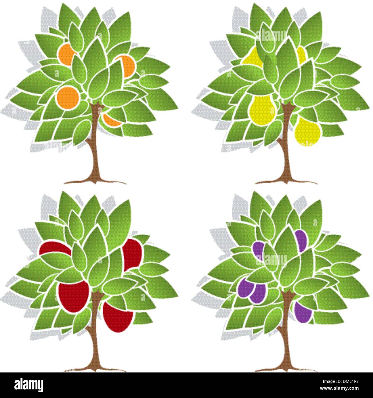 Four fruit trees Stock Vector Image & Art - Alamy
