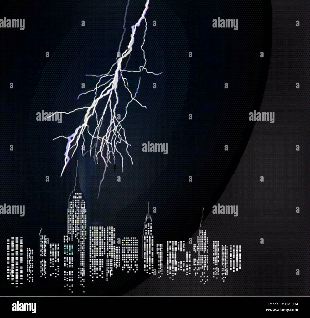 Dramatic lightning storm city Stock Vector Images - Alamy
