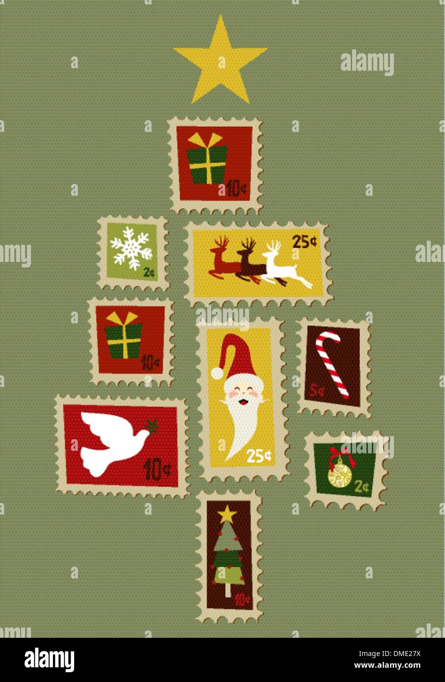 Christmas tree stamp Stock Vector Image & Art - Alamy