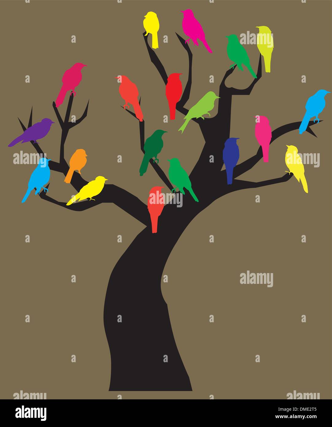 tree with birds Stock Vector Image & Art - Alamy