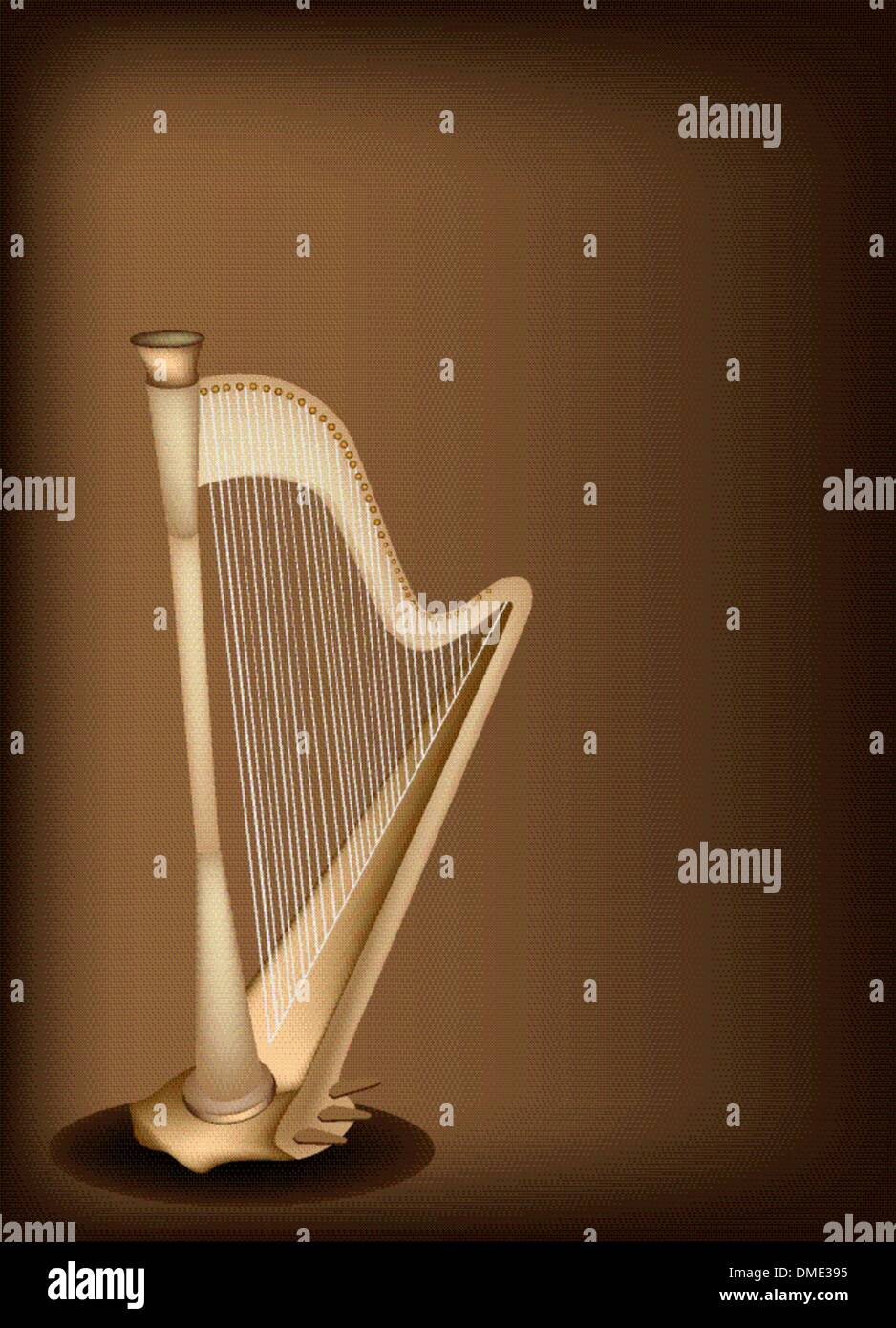 A Beautiful Harp on Dark Brown Background Stock Vector Image & Art - Alamy