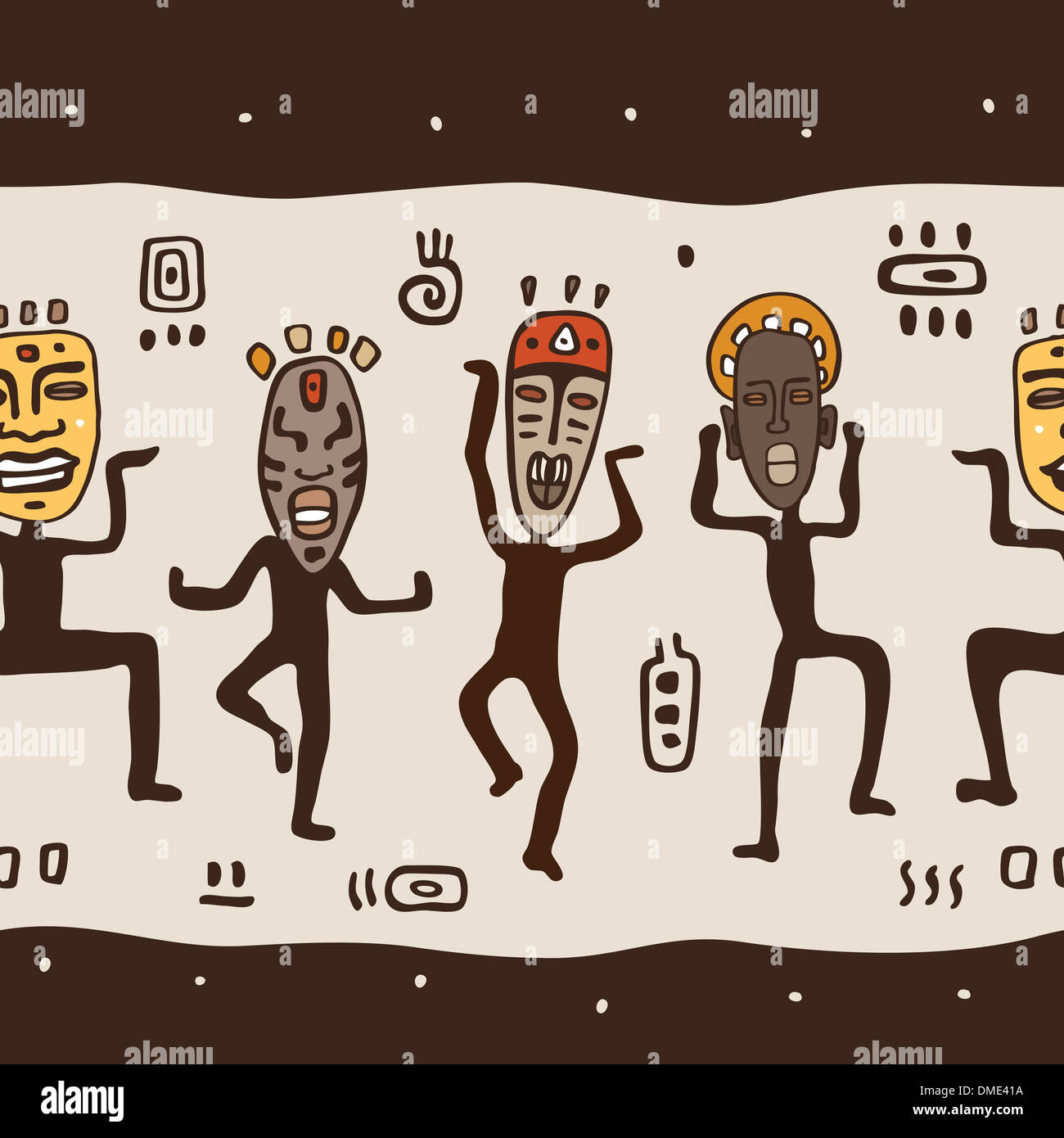 Dancing figures wearing African masks Stock Photo - Alamy
