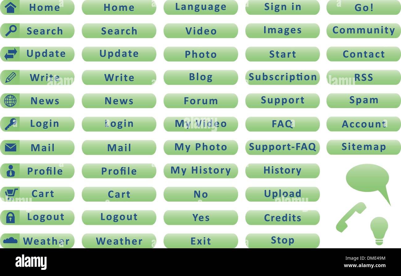 Set of buttons with the text for a website design Stock Vector Image ...