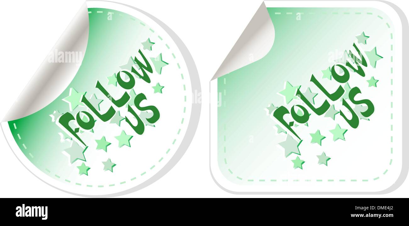 Follow Us vector label for design isolated on white Stock Vector Image ...