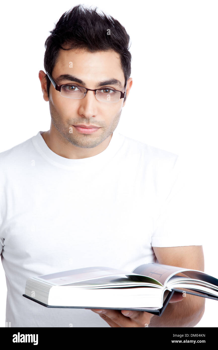 Confident Young Man with Book Stock Photo - Alamy