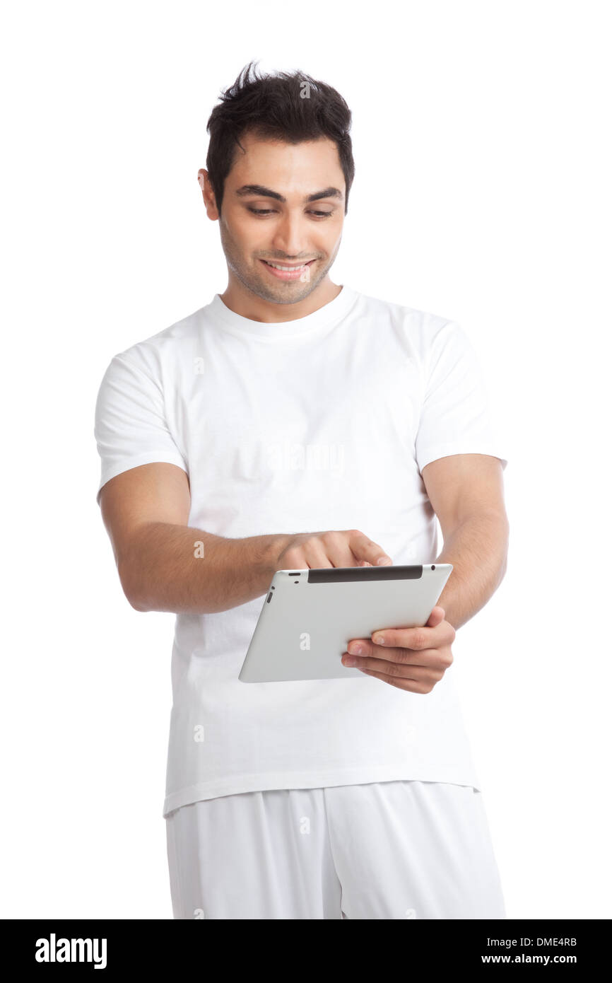 Man Using Digital Tablet Stock Photo - Alamy