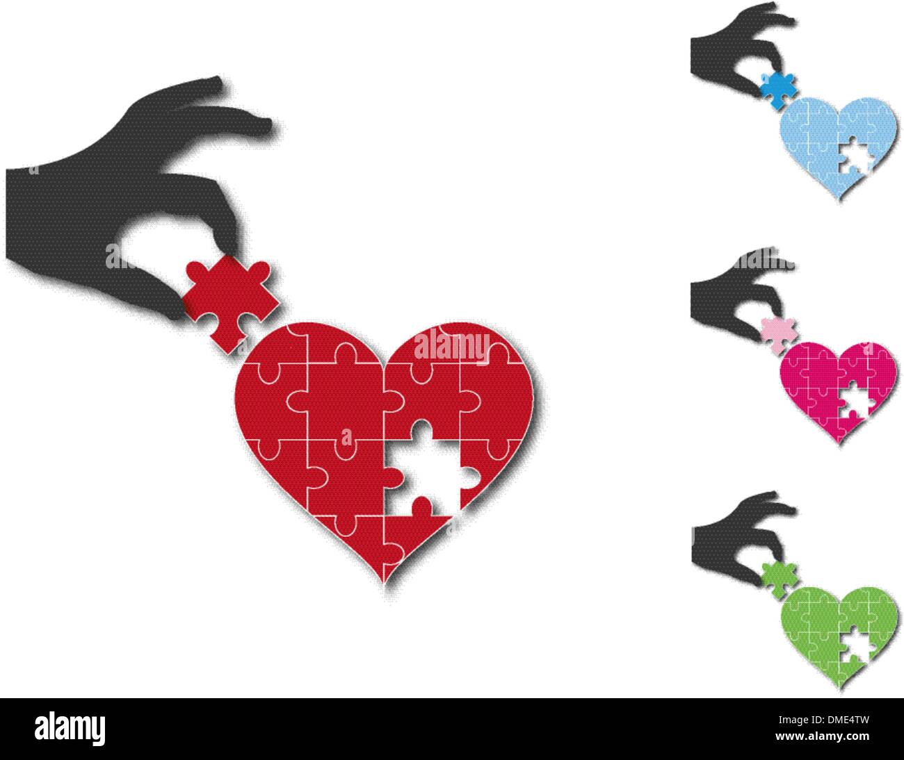 Hand putting in missing piece in heart Stock Vector Image & Art - Alamy