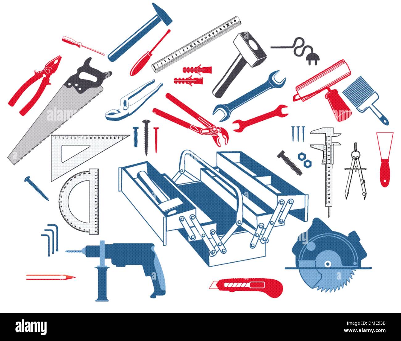 Hand tools with toolbox Stock Vector Image & Art - Alamy