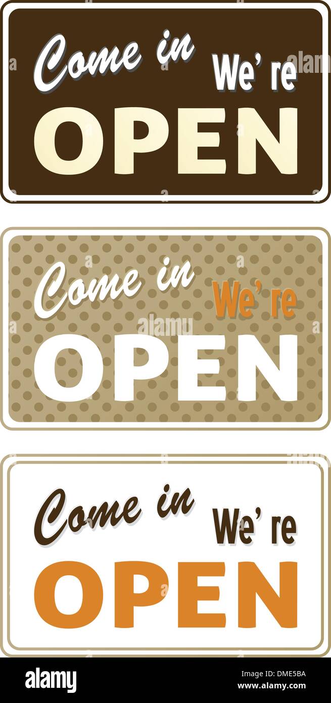 Set of retro open signs isolated on white Stock Vector Image & Art - Alamy