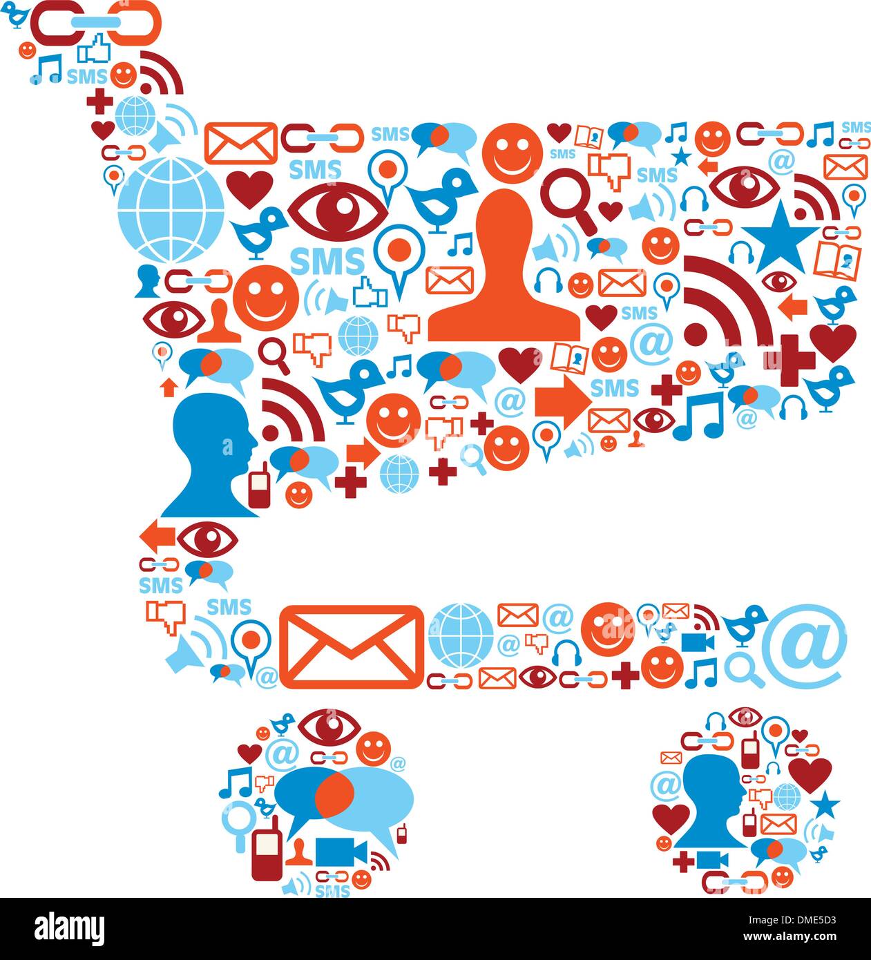 Shopping cart symbol with media icons texture Stock Vector Image & Art ...