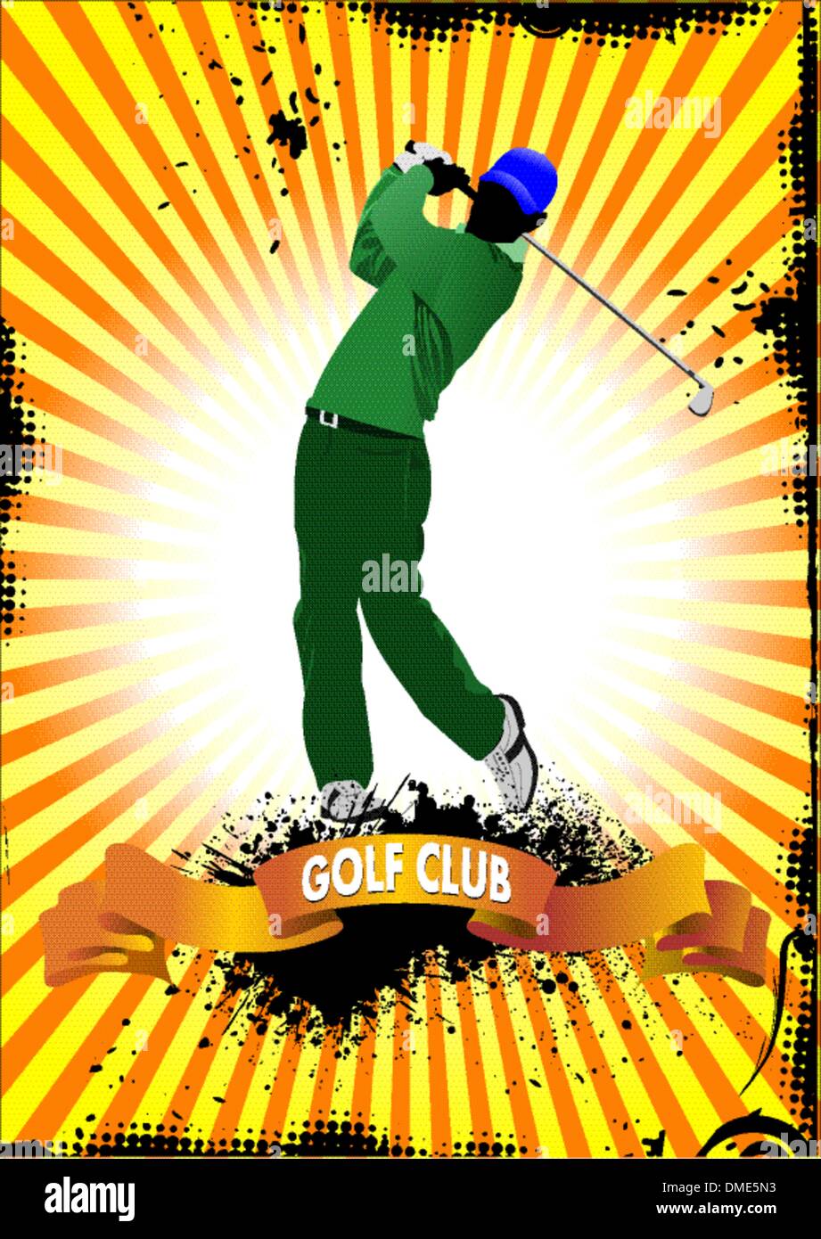 Poster with Golf players. Vector illustration Stock Vector Image & Art ...
