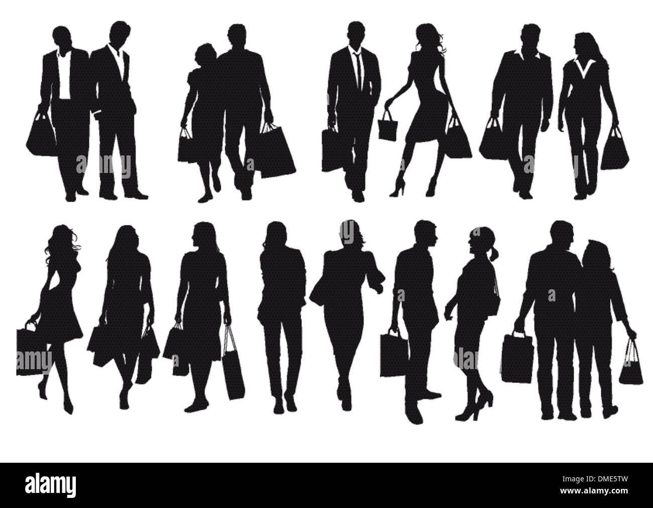 Vector woman shopping bags Cut Out Stock Images & Pictures - Alamy