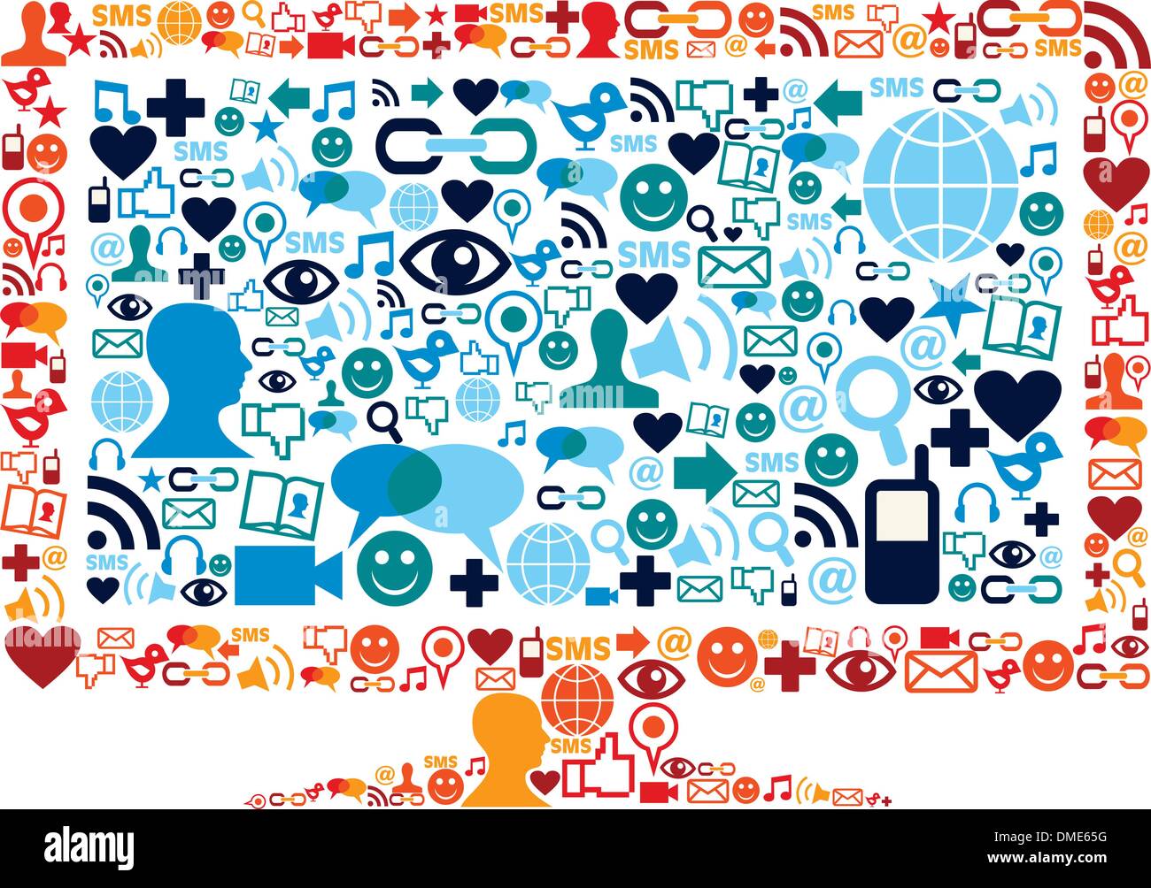 Social media icons set texture hi-res stock photography and images - Alamy