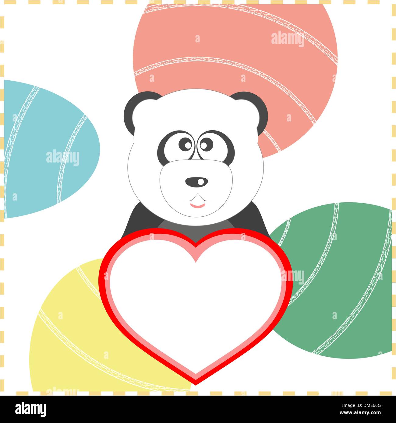 love panda with the heart on a vector background Stock Vector Image ...