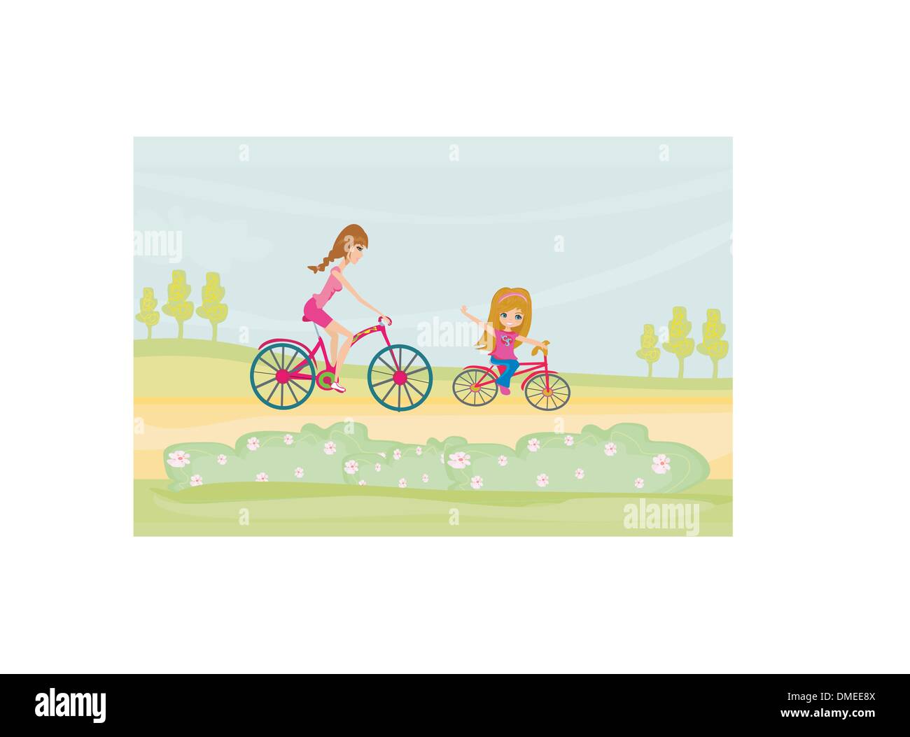 Bicycle mother child Stock Vector Images - Alamy