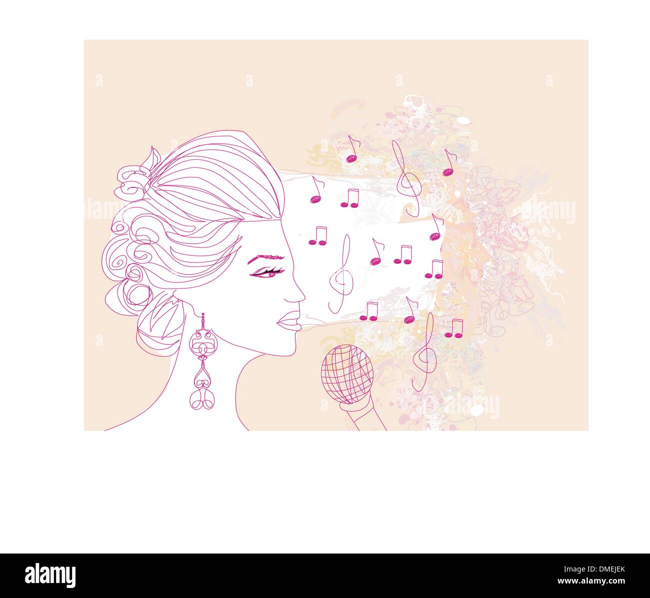 Hand drawn girl singing song hi-res stock photography and images - Alamy