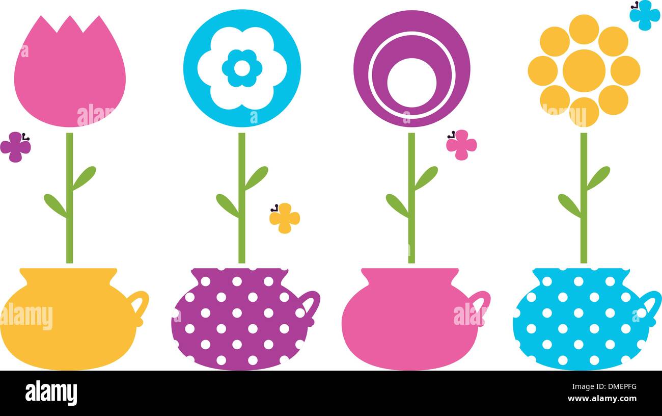 Summer pots flowers Stock Vector Images - Alamy