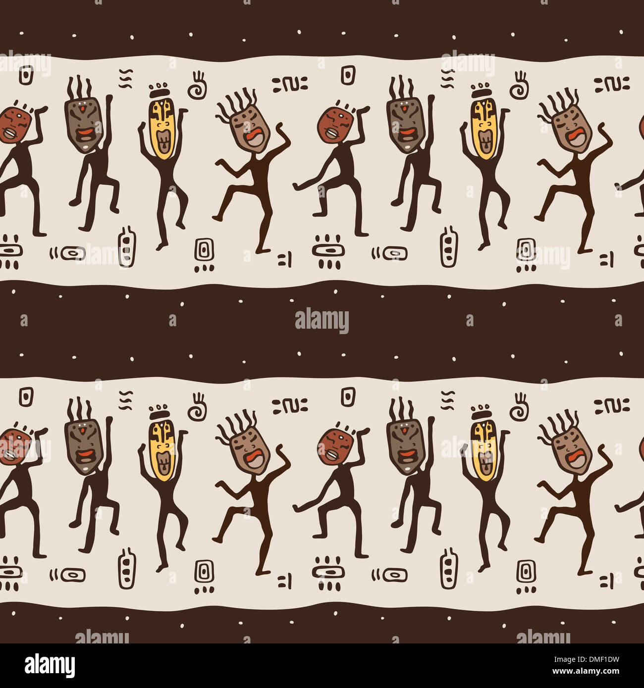 Dancing figures wearing African masks Stock Photo - Alamy