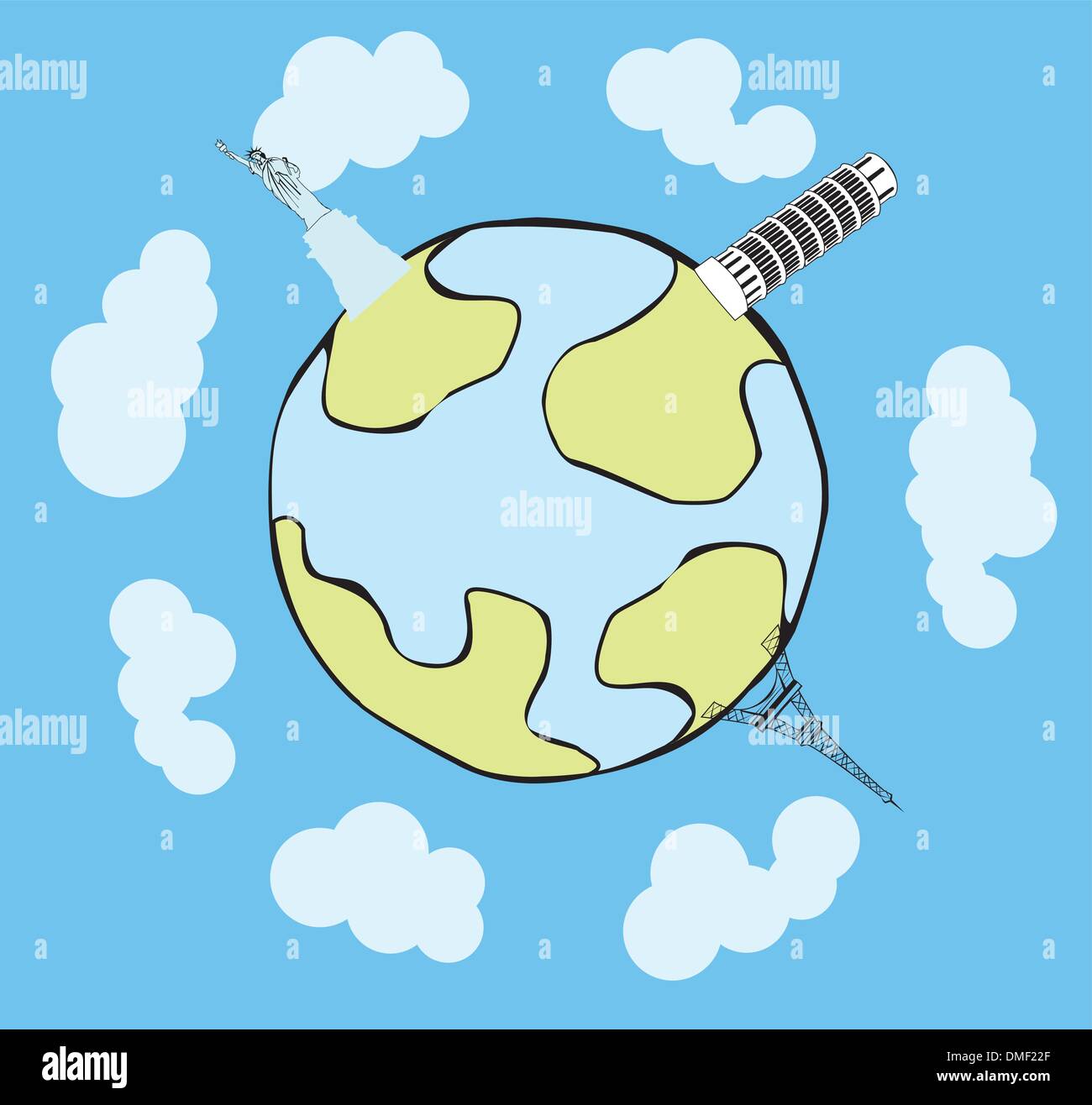 Cartoon Airplane And Globe