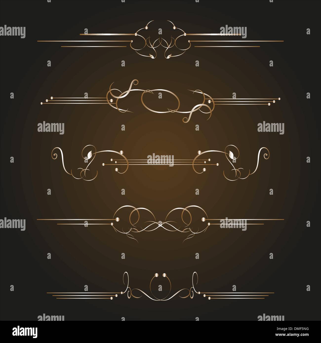 Vector set of golden ornate page decor elements Stock Vector Image ...