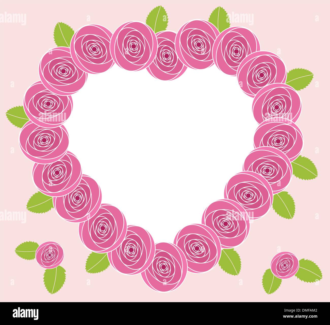 Pink white roses heart Stock Vector Images - Alamy