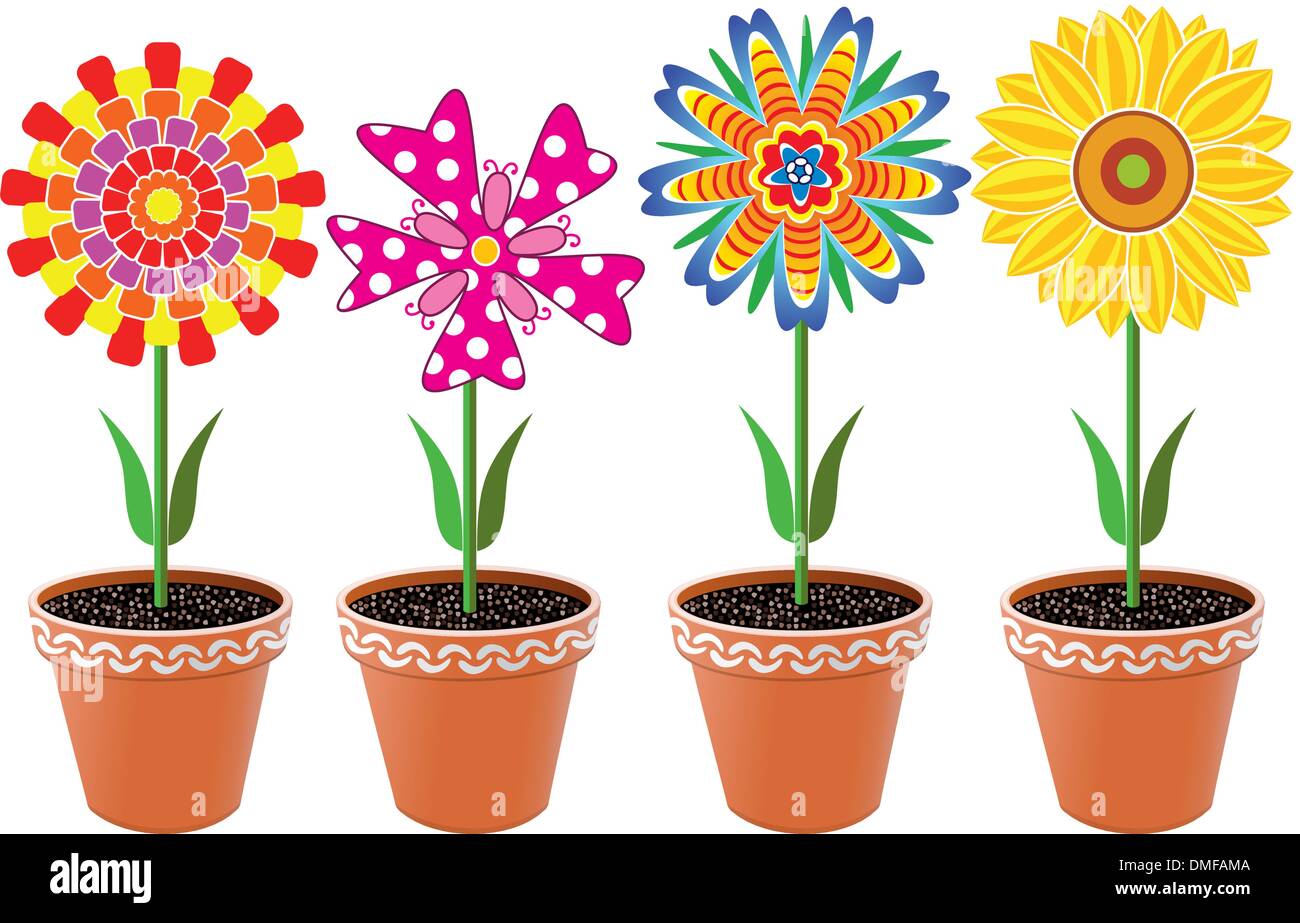 vector flowers in pots Stock Vector Image & Art - Alamy