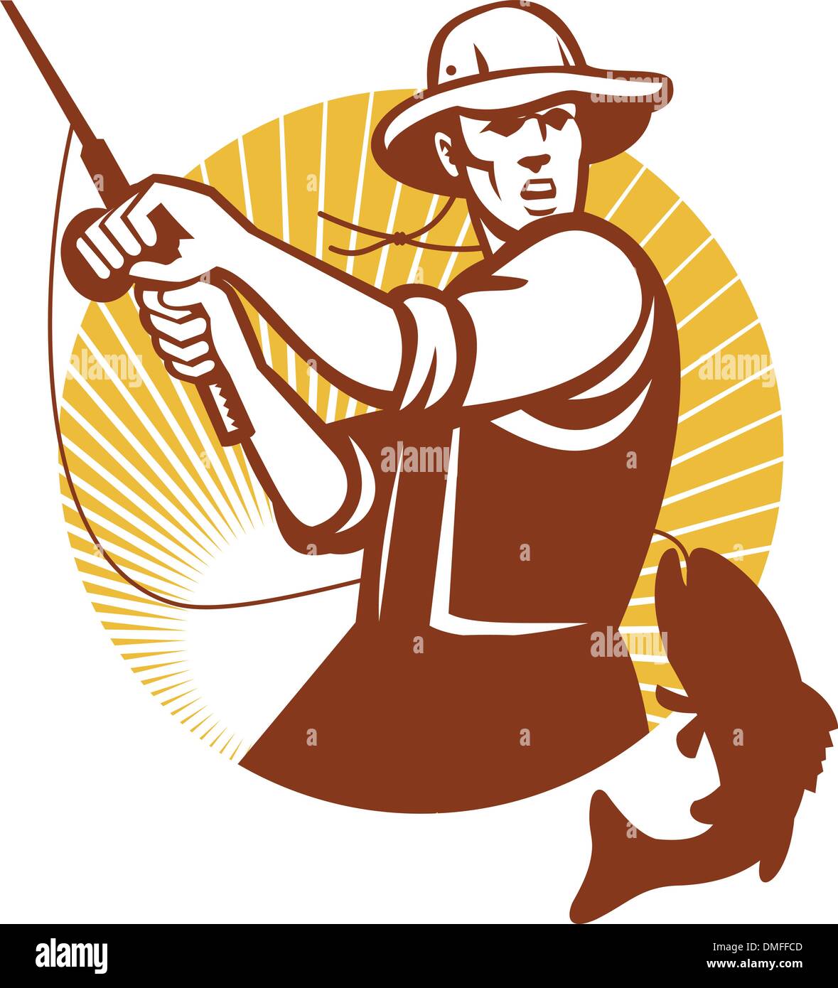 Fly fishing illustration Stock Vector Images - Alamy