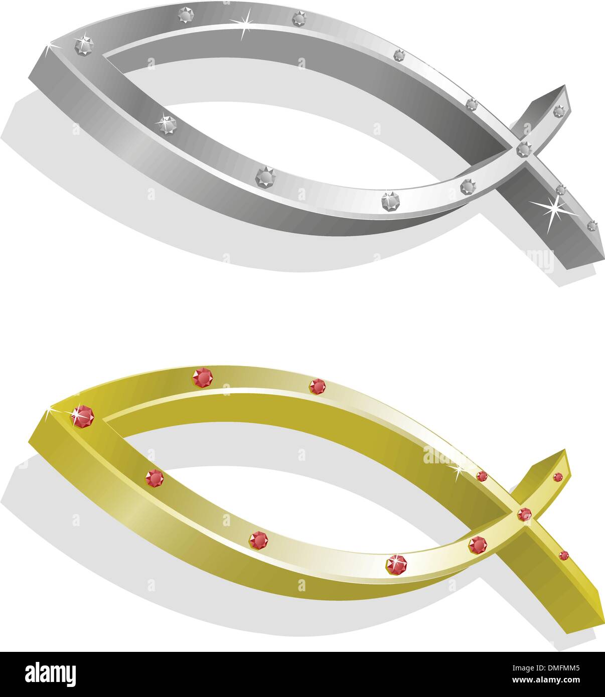 Vector illustration of golden and silver icthus Stock Vector Image ...