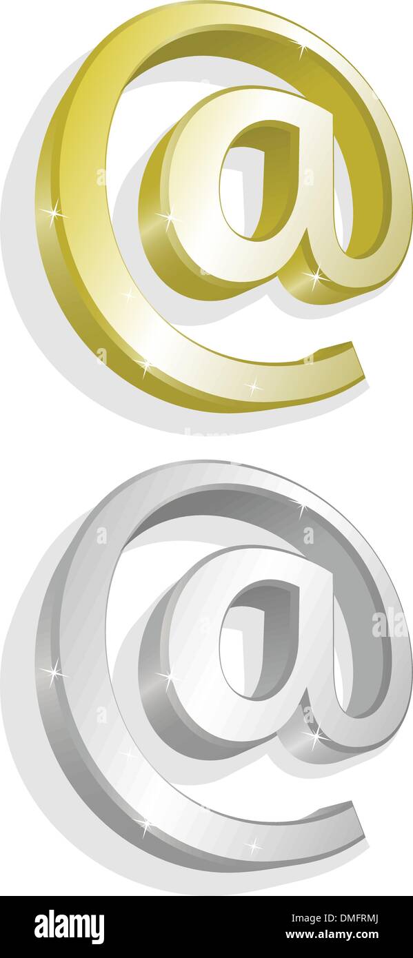 Vector illustration of two gold and silver e-mails Stock Vector Image ...