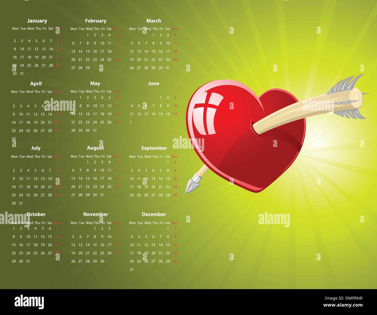 Vector European calendar for Valentines Day Stock Vector Image & Art ...