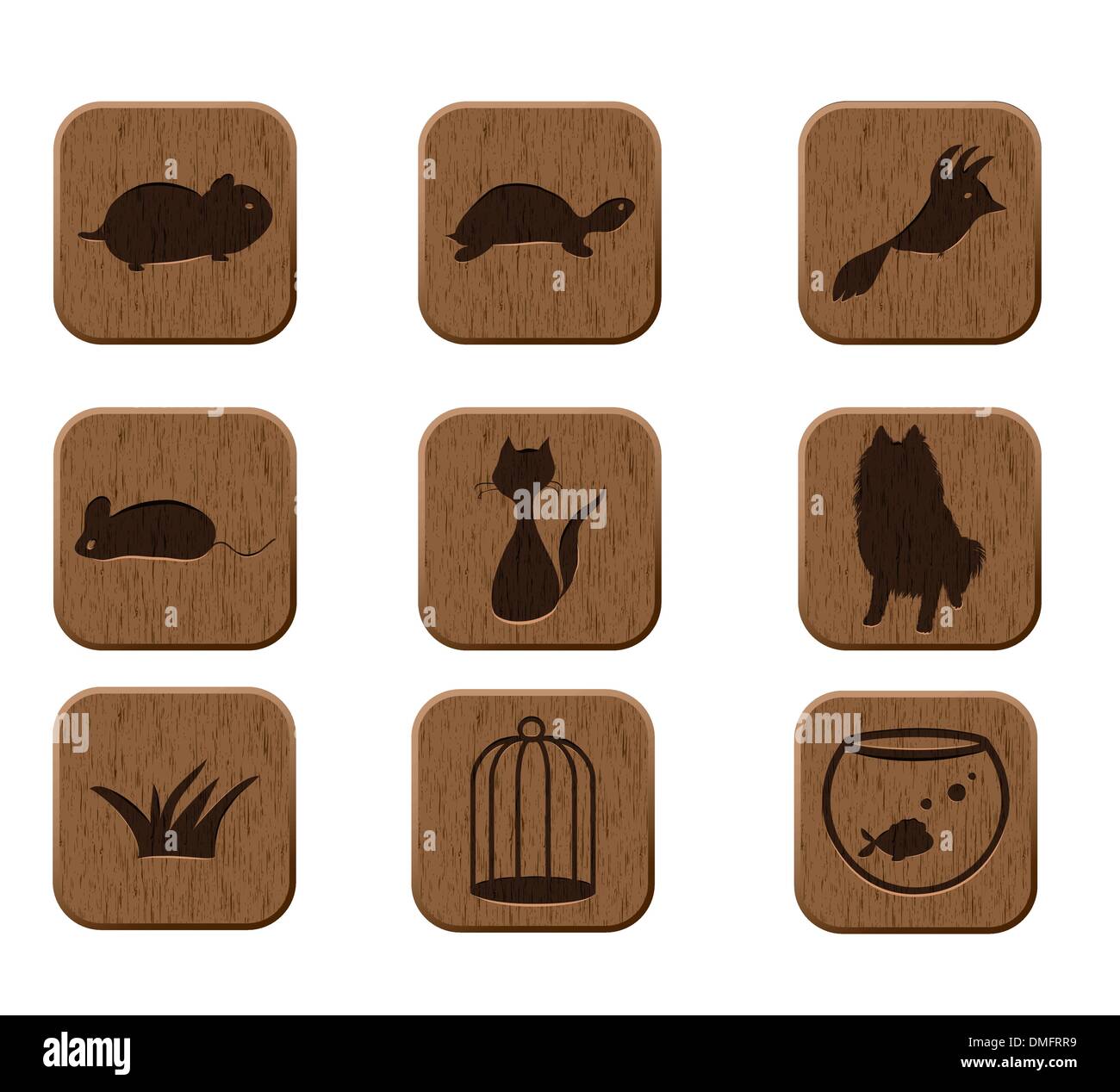 wooden icons set with pets silhouettes Stock Vector Image & Art - Alamy