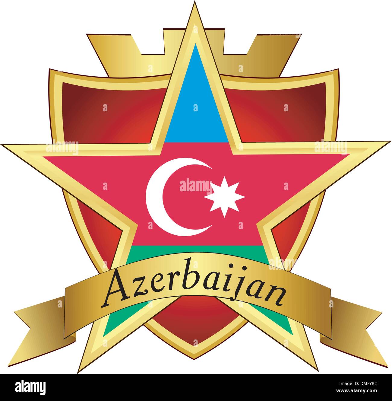 Vector gold star to the flag of Azerbaijan on the background of Stock ...